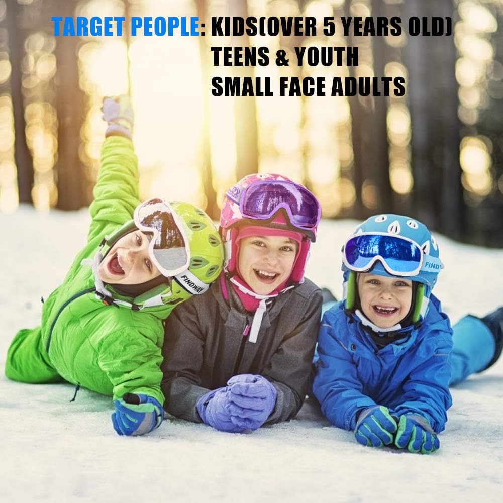 findway Kids Ski Goggles, Kids Snow Snowboard Goggles for Boys Girls Youth OTG