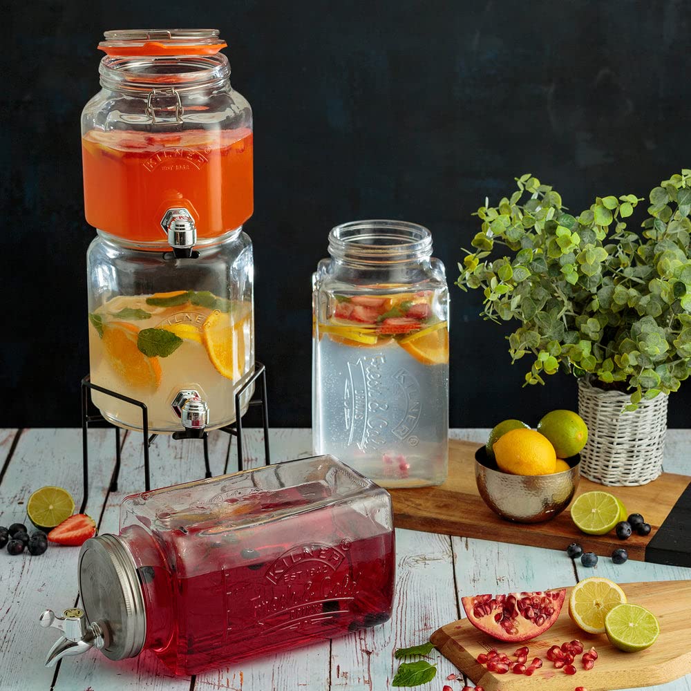 Kilner 25.004 Stackable Jar Set with Taps and Stand, Clear/Transparent, 5.2 Litre