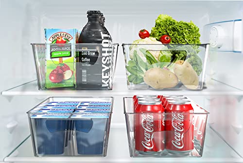Simple Houseware 4PK L Size Kitchen Bin Organizer, 14" x 7" x 3.75", Clear