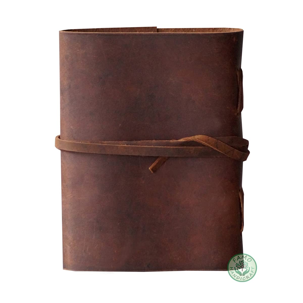 Famo Handicraft Wolf Embossed Handmade Leather Bound Journal Writing Notebook Diary Notepads for Men & Women Blank Paper 7 x 5 Inches - Best Gift for Art Sketchbook & Vintage Handbook