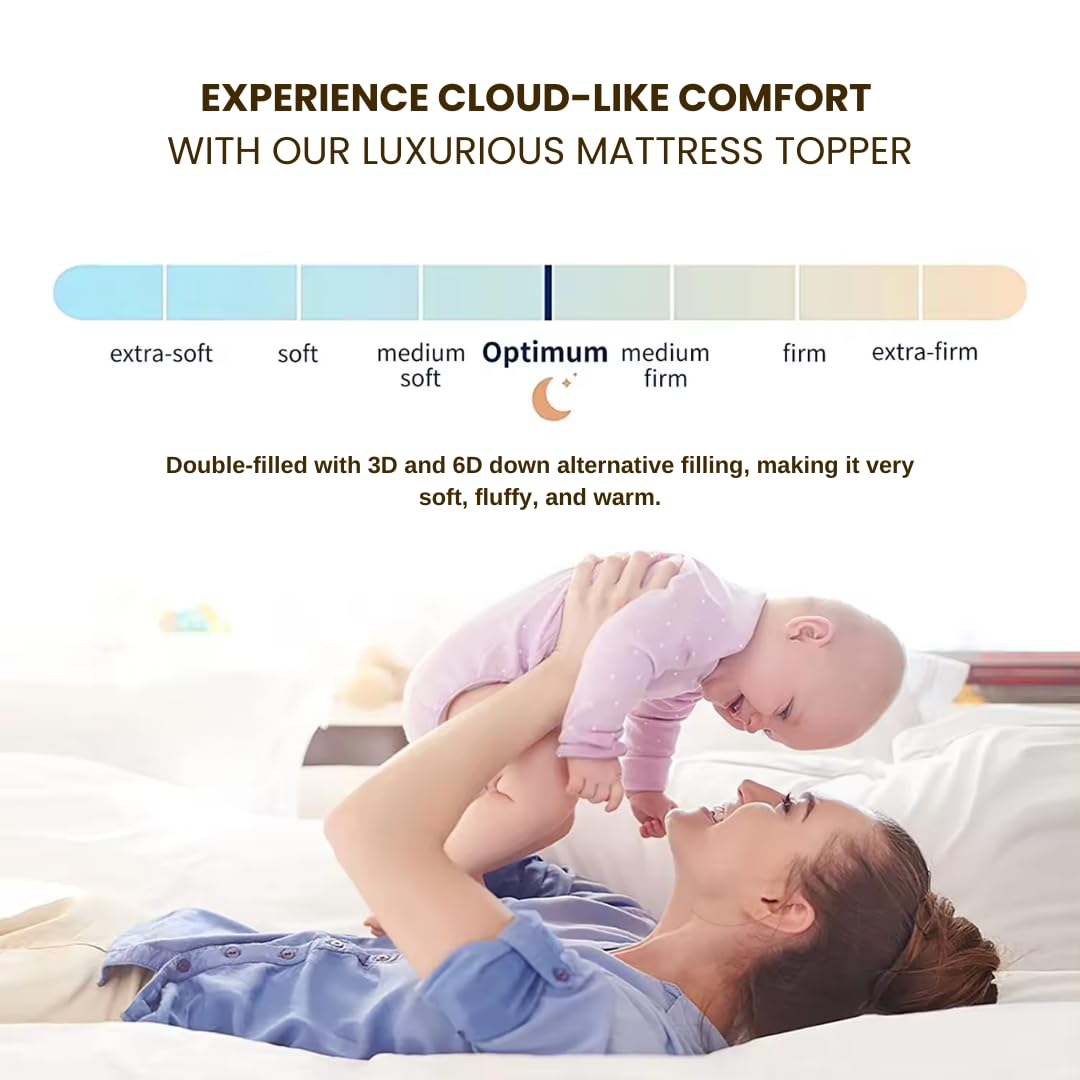 SLEEPAURA 5 Inch Thick Waterproof Mattress Topper - 3D Air Fabric β Noiseless, Breathable, Washable, Cooling Mattress Topper Elastic Fits up 8'' to 21'' Depth - White Bed Cover 60"x80" (Queen)