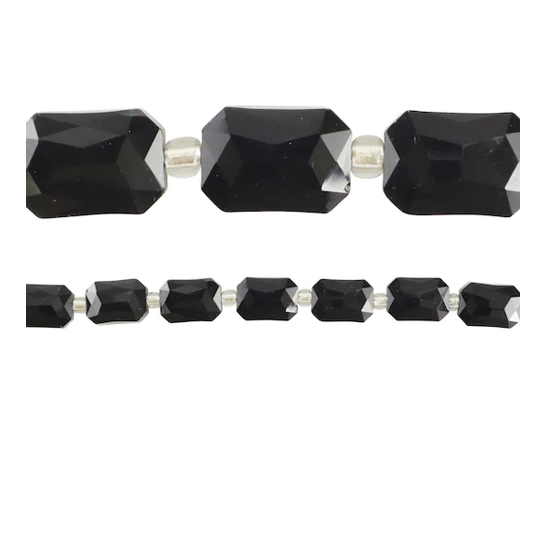 Faceted Glass Rectangle Beads, 14mm by Bead Landing (Black)
