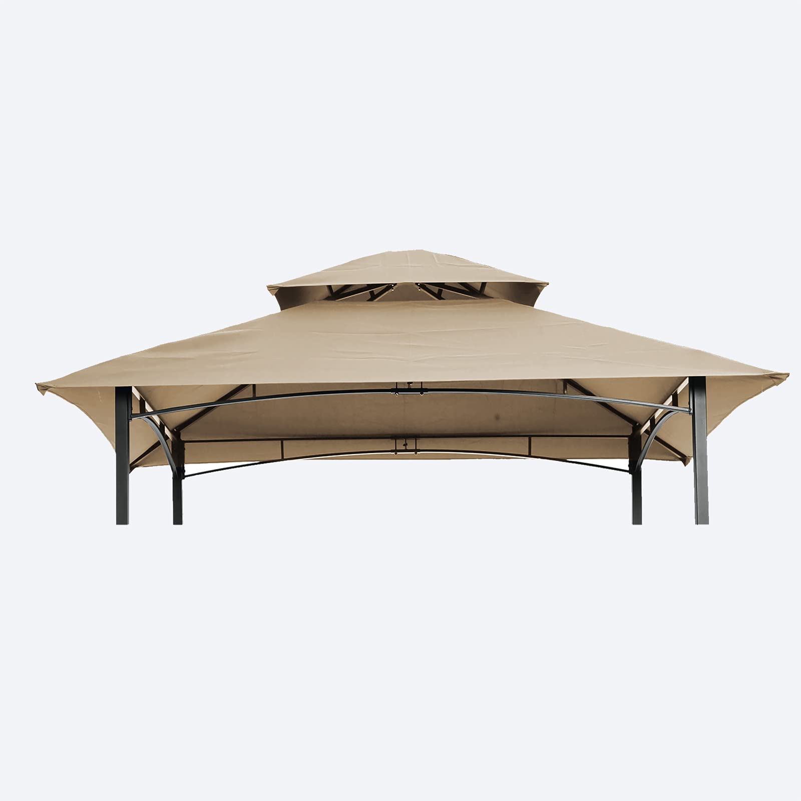 Grill Gazebo Replacement Canopy Roof,Double Tiered BBQ Gazebo,8x5Ft Outdoor Grill Shelter Canopy Top Double Tiered BBQ Tent Cover,Beige