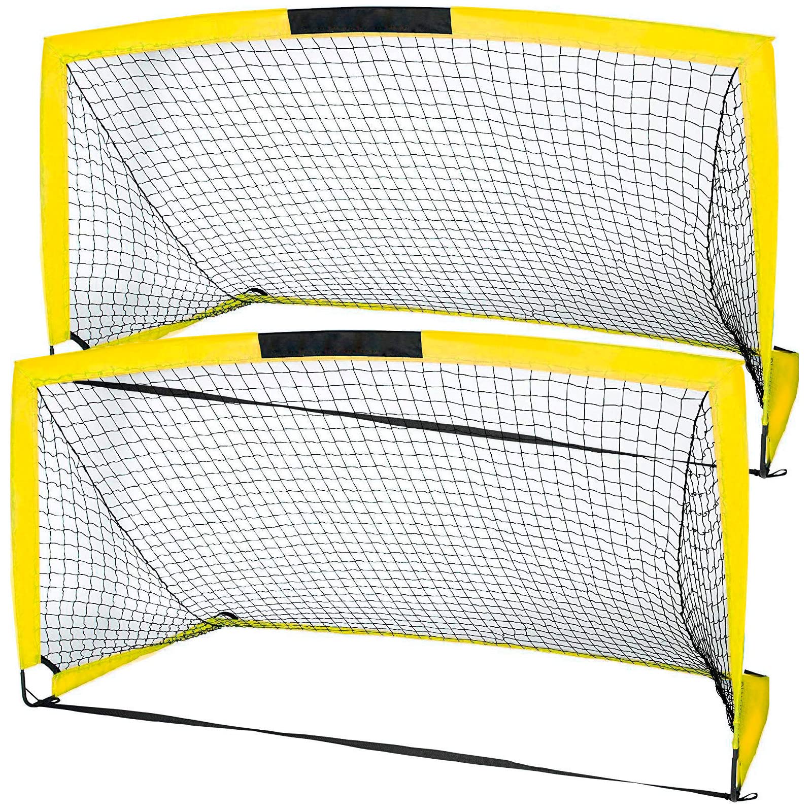 HITIK Soccer Goals, Set of 2- Size 6'x4'FT Portable Foldable Soccer Nets with Carry Bag for Games and Training for Backyard for Kids and Teens(Yellow)