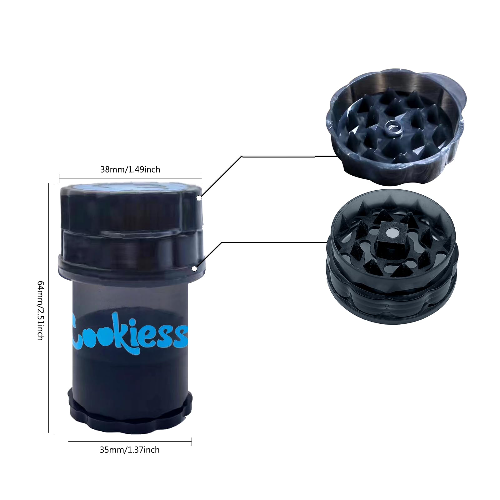 Grinder Herb Spice Grinder Hand-cranked Plastic Grinder with Handle 62mm Grinder Storage Tank 2 in 1(Black Blue)