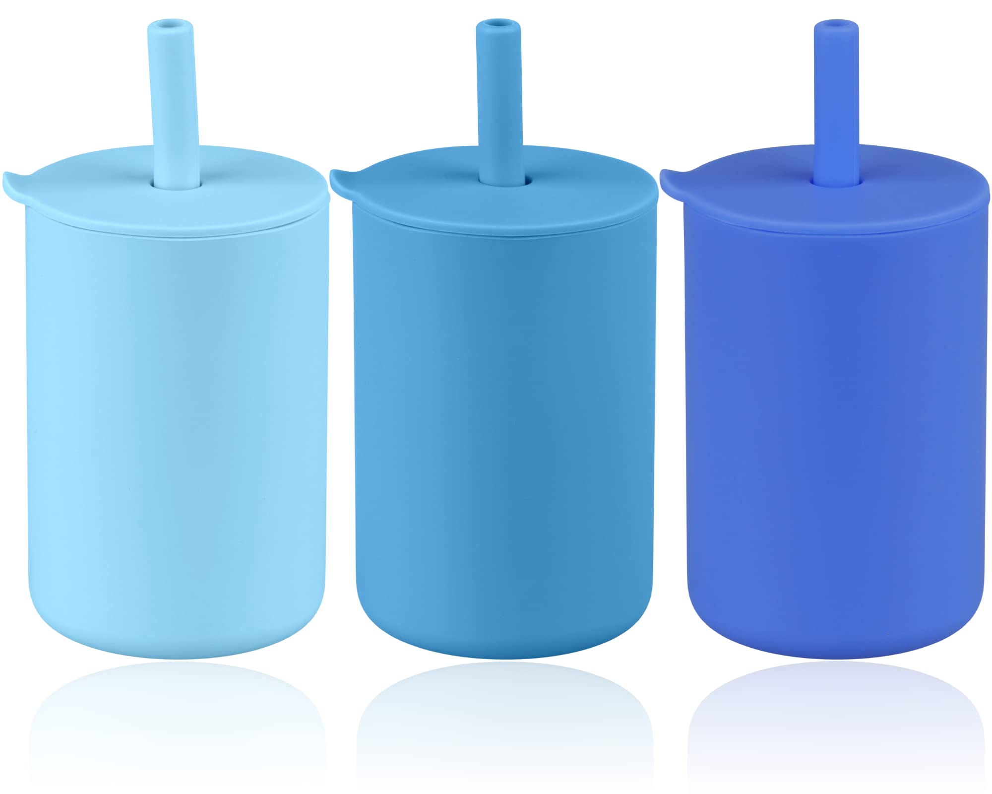 Kalovin Baby Sippy Cup, 3 Pack Silicone Trainer Cup Toddler Training Straw Cup for Boys and Girls, Unbreakable, Spill Proof Sippy Cup for Toddlers, 6 oz