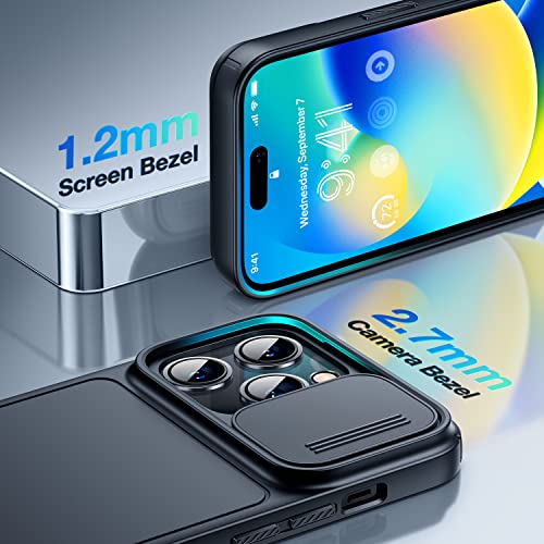 Simtect Compatible with iPhone 14 Pro with Camera Cover [12FT Drop Protection] Snug Touch Slim Protective Hard Back and Shockproof Bumper Case for iPhone 14 Pro Phone Case 6.1"-Black