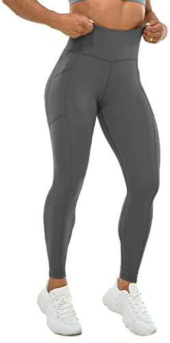 Karlygash Workout Leggings for Women, Buttocks Lifting and Tummy Control, Sport Yoga Pants with Pockets Gray