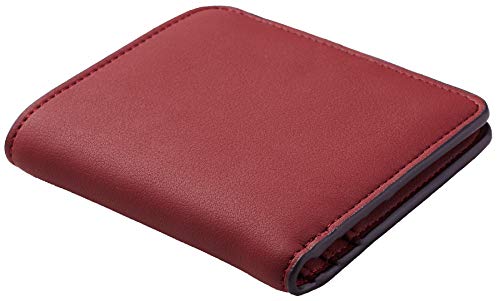 Toughergun Womens Rfid Blocking Small Compact Bifold Luxury Genuine Leather Pocket Wallet Ladies Mini Purse with ID Window (11 ReNapa Red Deep)