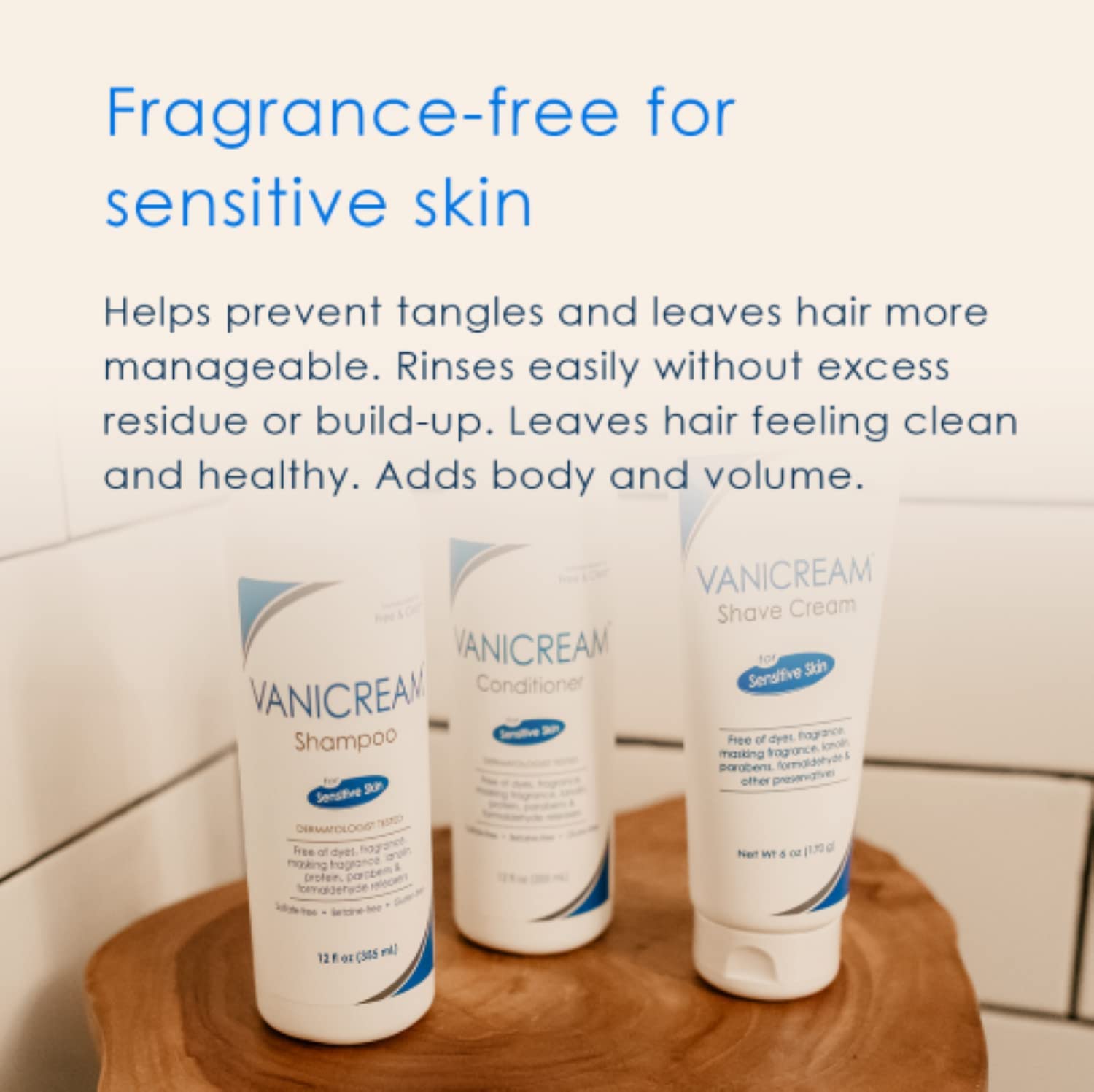 Vanicream Hair Shampoo (12 Oz), Conditioner (12 Oz) & Hair Styling Gel (7 Oz)