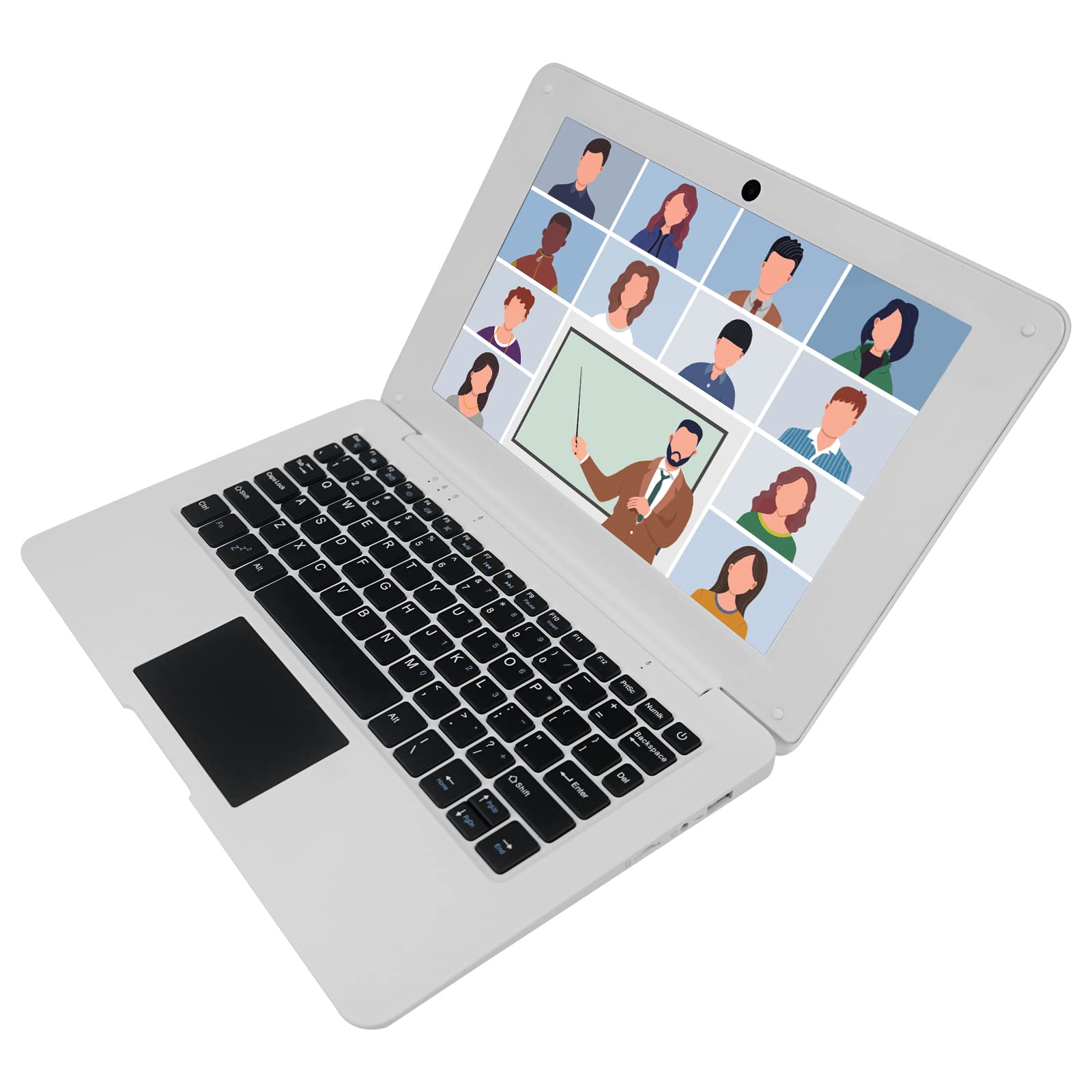 KANGBUKE Android OS Laptop,10.1-Inch IPS(1280 * 800) Display, Built-in WiFi, Front Camera, Bluetooth,Mini Netbook pc. (White)