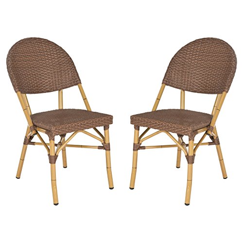 SAFAVIEH Home Collection Barrow Indoor/Outdoor, Set of 2, Brown Stacking Side Chair, 0