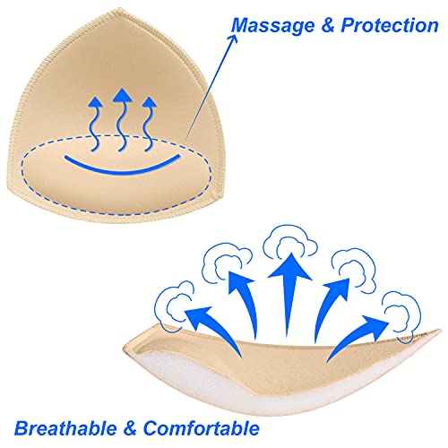 FANMAOUS 5 pairs Women's Triangle Bra Pads Inserts Removable Push Up Sports Bra Cups Replacements For Bikini Top Swimsuit (5 pairs beige C/D)