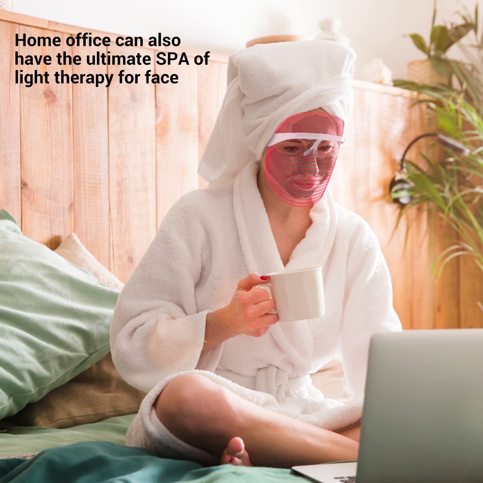 L E D Face Mask Light Therapy, 7 Colors Therapy Mask, Red & Blue for Face, Skin Care, Portable Rechargeable