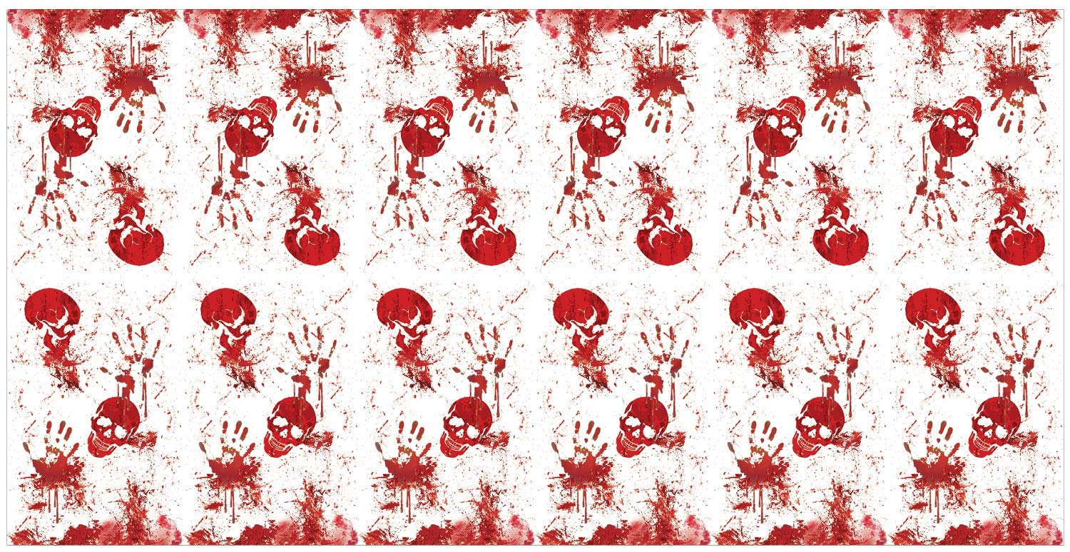 Oojami 4 Pack Halloween Party Decoration Zombie Skull Bloody TableCloths Party Decor - 4 Pack Picnic Table Covers,Halloween Party Decoration Supplies