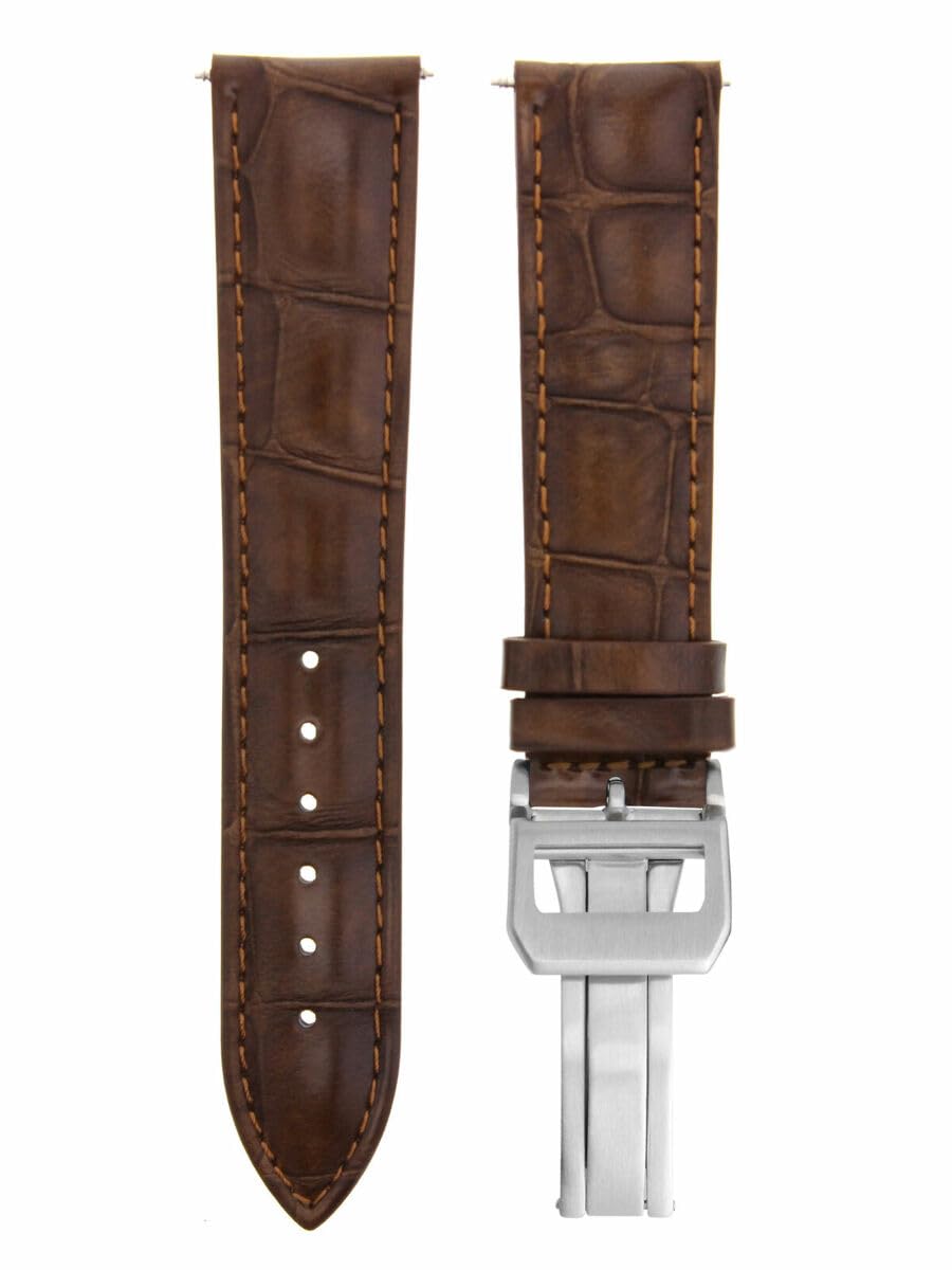 Ewatchparts 23MM LEATHER WATCH BAND STRAP COMPATIBLE WITH IWC PILOT PORTUGUESE DEPLOYMENT CLASP L/BROWN