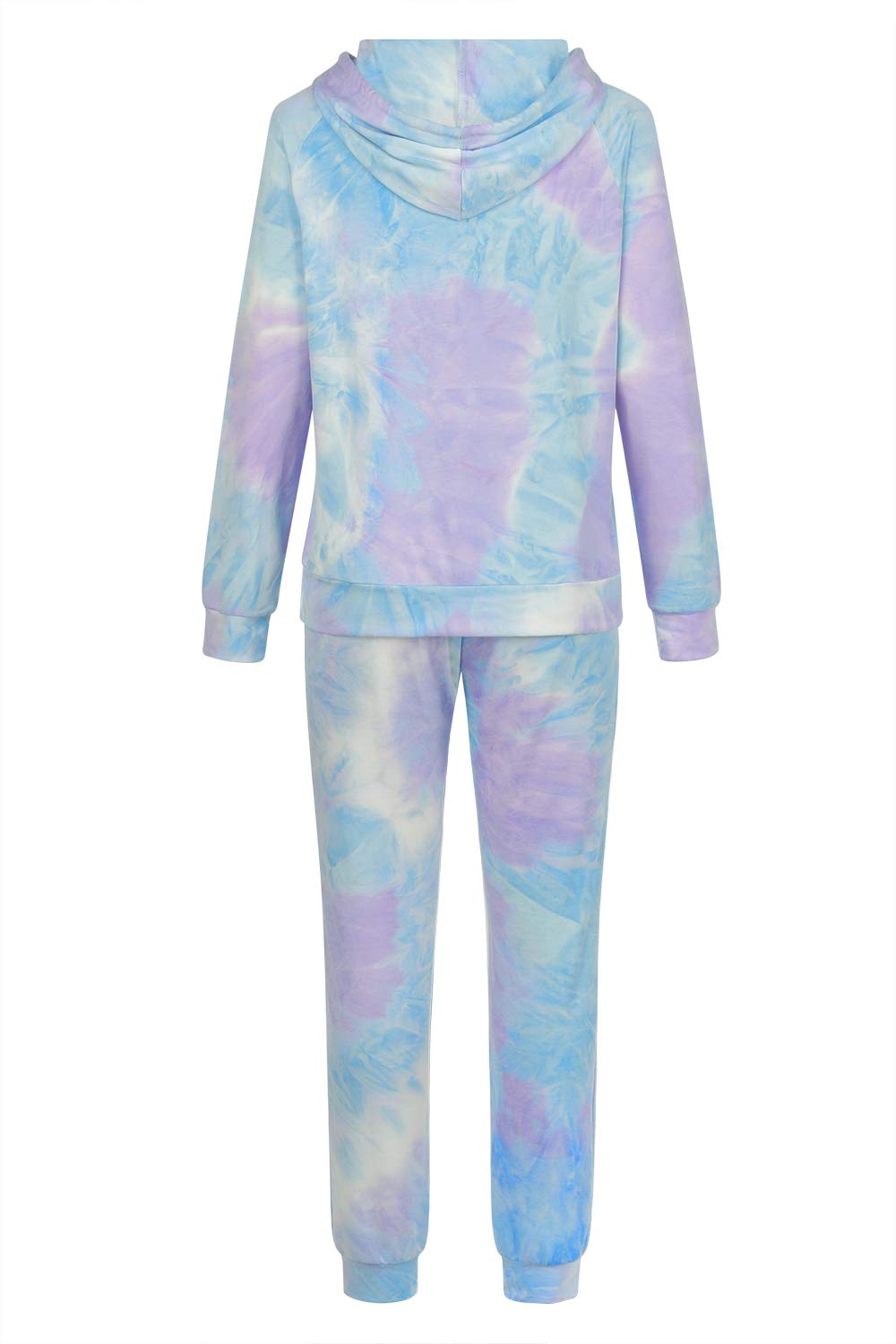 Fixmatti Women Tie Dye Set Long Sleeve Hoodie and Joggers Pant 2 Piece Sport Outfits L