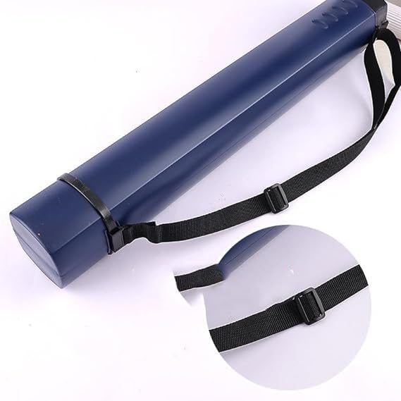 Retractable Portable Art Cylinder with Shoulder Strap Plastic Support for Document Art Images. Retractable Storage Tube. (Black)