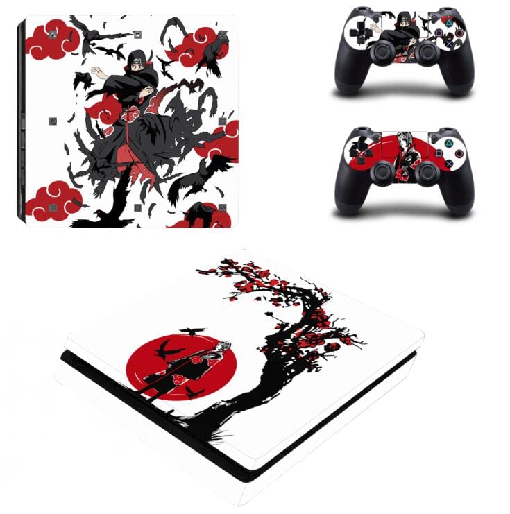 JOCHUI PS4 Slim Skins PS4 Controller Skins Playstation 4 Slim Vinyl Sticker Wrap Decal for Playstation Anime Itachi