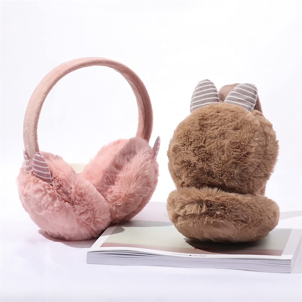 HLDETH Women Winter Warm Earmuffs Bowknot Fluffy Earflap Thick Headband Outdoor Cold Protection Adjustable Ear Warmers (Color : B, Size : One Size)