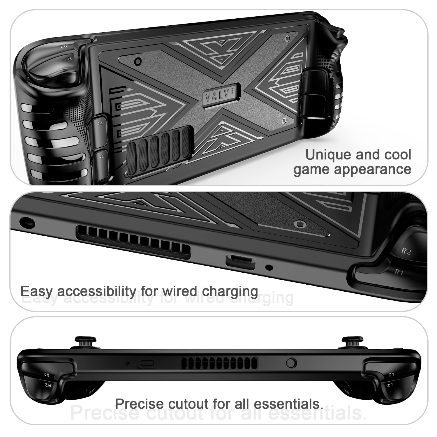 Keruixin Hard Carrying Shell Case with Stand for PlayStation Portal Remote Player -with Game disc Storage Layer,Data Cable Storage Layer,Hard Outer Cover for Better Protection