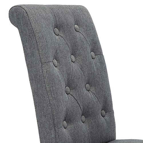 thksbought Set of 6 Chairs Upholstered Fabric Dining Chairs with Button-Tufted Details (Gray)