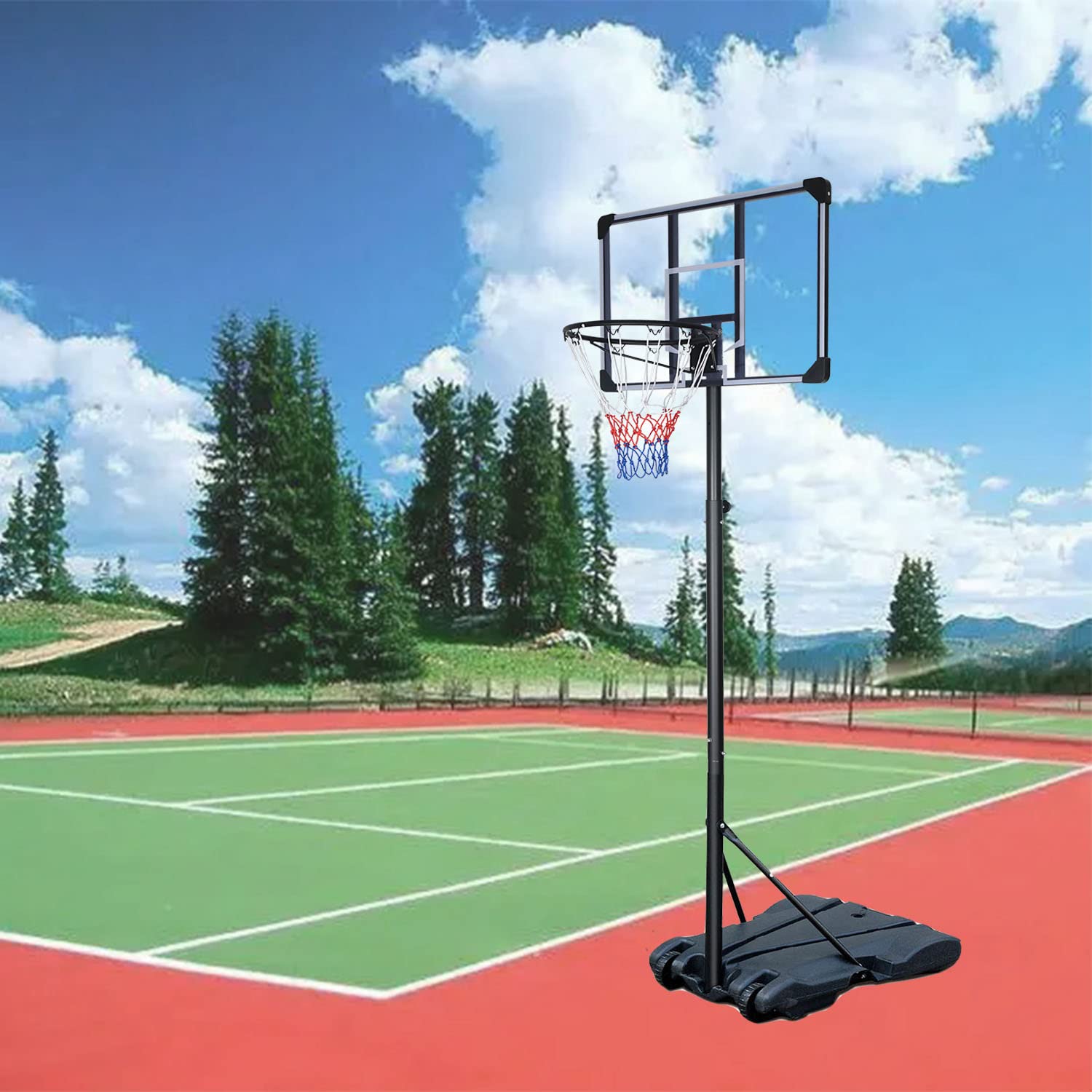 Icoud Height-Ajustable Basketball Hoop 7/8.5/9.2ft Portable Basketball Goals,32 inch Background with Wheels System