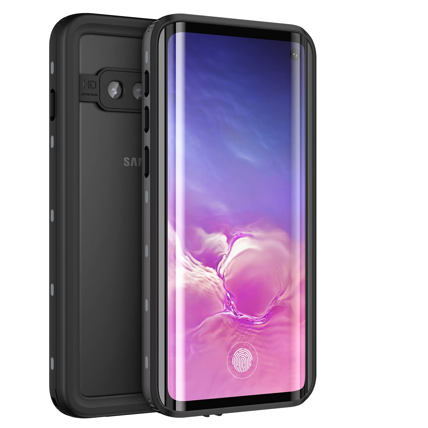 Fansteck Samsung Galaxy S10 Waterproof Case, IP68 Waterproof/Snowproof/Shockproof/Dirtproof, Full-Body Protective Case with Built-in Screen Protector for Samsung Galaxy S10 Black