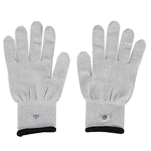Massage Gloves, Conductive Glove, 1 Pair Conductive Electrode Massage Gloves with Electrode Pads Wires for Beauty Care Equipment (M)