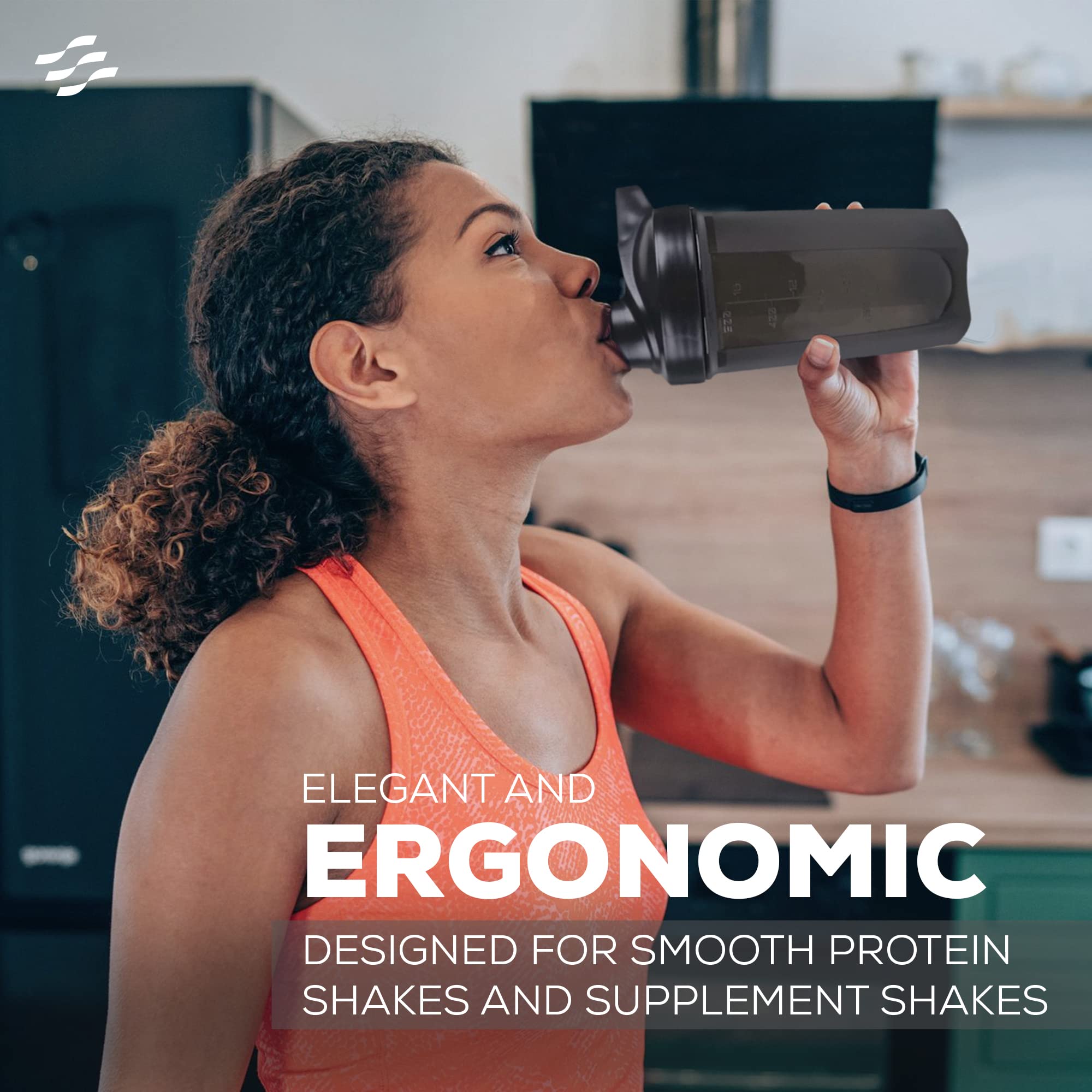 IHTISAB Blender Protein Shaker Bottle 20oz With Wire Whisk Ball, Drink Protein Shaker Pre And Post Workout, Mixes Cocktail Smoothies Shakes, BPA Free