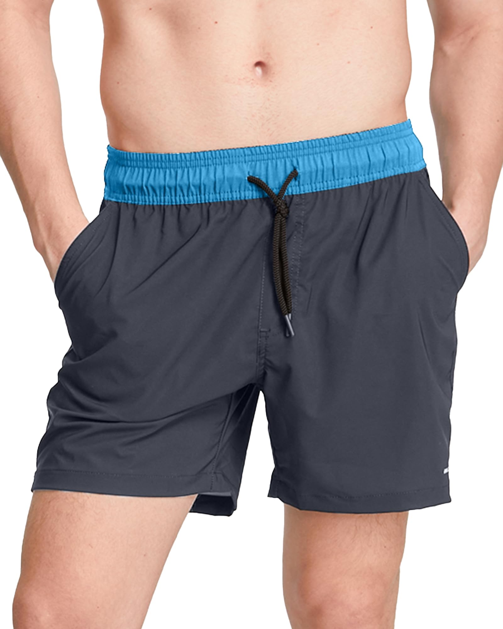maamgic Workout Shorts for Men 5 Inch Gym Running Shorts Mens Stretch Quick Dry Athletic Shorts with Mesh Pockets Blue Black Large