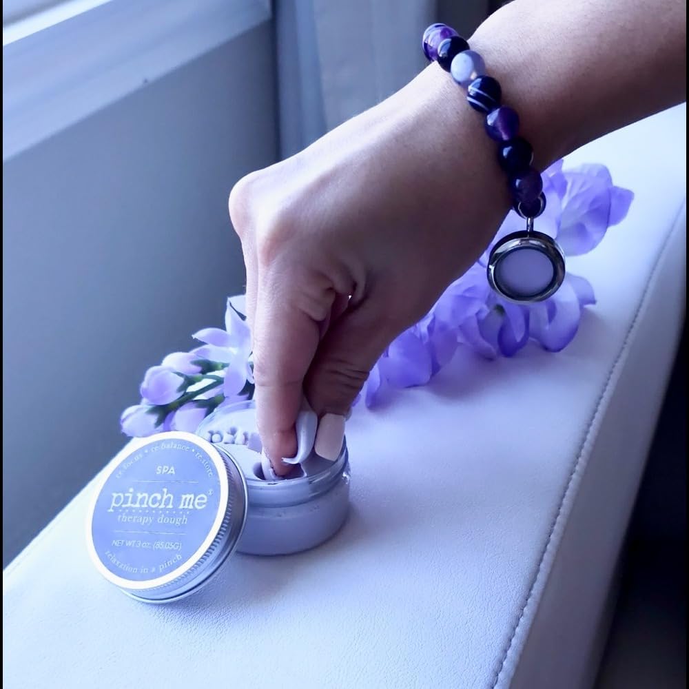 Pinch Me Therapy Dough Bracelet Combo - Holistic Aromatherapy Stress Relieving Putty β Bracelet + 3oz Dough Duo Scent Pack (Aquamarine/Peace)