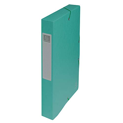 Exacompta - Ref 50400E - Elasticated Filing Boxes - 240 x 320mm in Size, Suitable for A4 Documents, 40mm Spine with Label - Assorted Colours (Pack of 8)