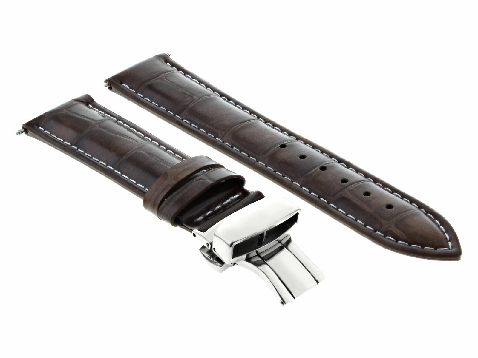 Ewatchparts 18MM LEATHER WATCH STRAP BAND COMPATIBLE WITH IWC PILOT PORTUGUES DEPLOY CLASP D/BROWN WS
