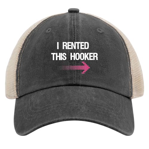 I Rented This Hooker Funny Trucker Hats Adult Humor Saying Sun hat Garden Funny hat AllBlack Mens Beach hat Gifts for Son Baseball
