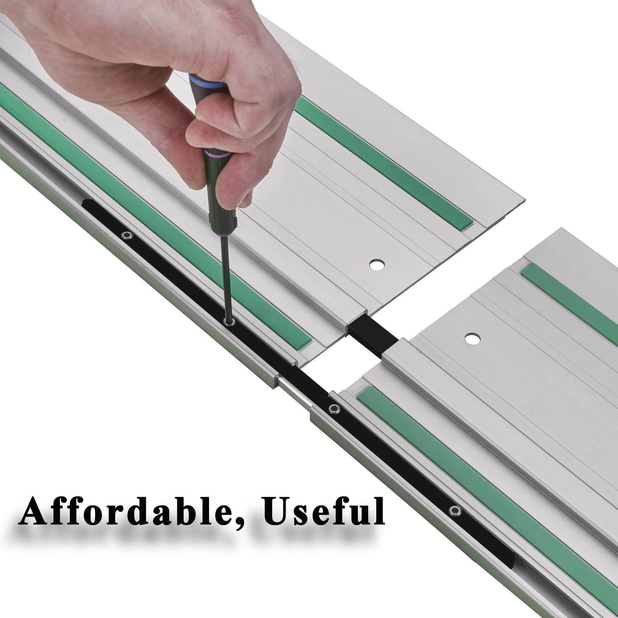 Guide Rail Connector Set P-20177 for Makita Track Saw Long Cuts, Also Compatible with Festool, Fit for DeWalt in Integrated Guide Rail T-Slots for Secure Cutting, 4 PCS, Black