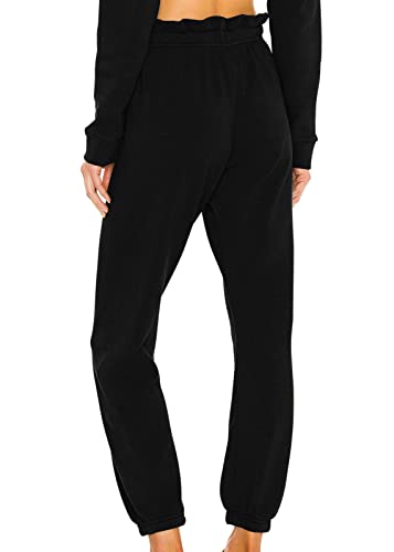 JayGate Women Drawstring Sweatpants Elastic High Waist Joggers Yoga Casual Comfy Lounge Pants Black