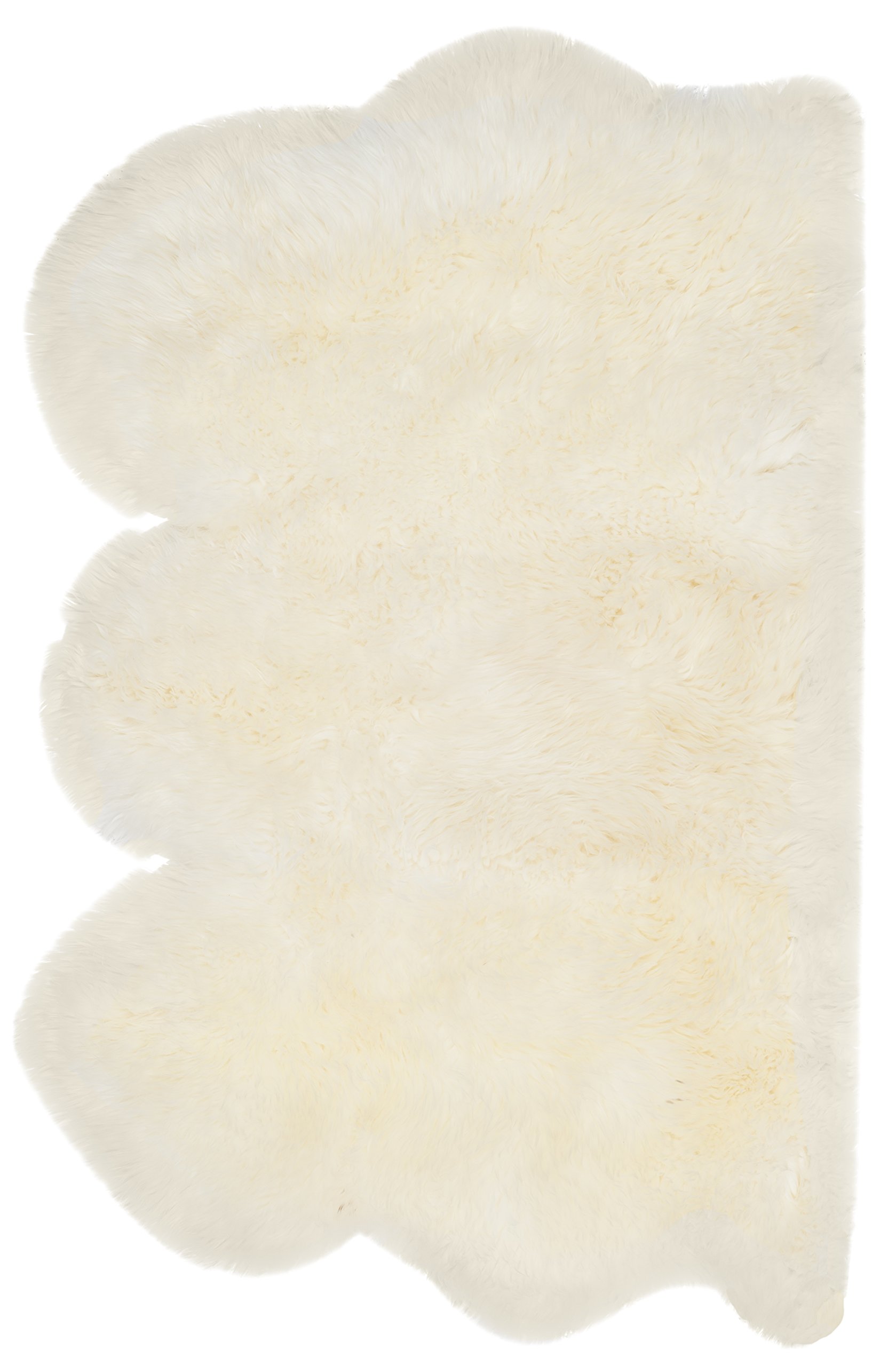 SAFAVIEH Sheep Skin Collection 3' x 5' White SHS121A Handmade Rustic Glam Genuine Pelt 3.4-inch Extra Thick Area Rug