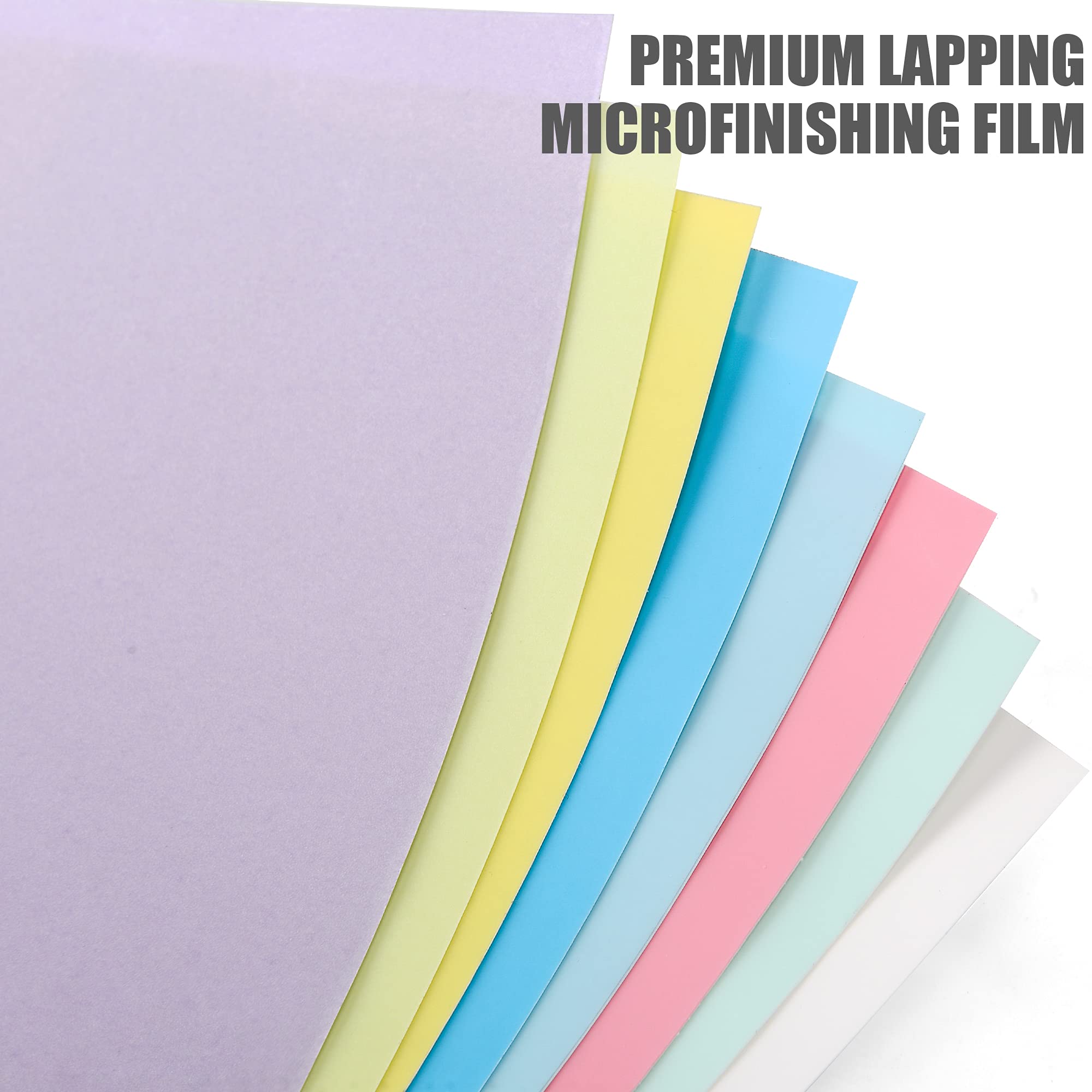 Lapping Microfinishing Film With PSA - Set of 8 Polishing Sheets 4.25ββ x 11ββ for Scary Sharp Sharpening System - AO Aluminum Oxide With Pressure Sensitive Adhesive