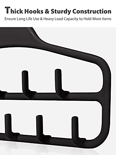 SMARTAKE 2 Pack Belt Hanger, 360 Degree Rotating Tie Rack with Hooks, Non-Slip Durable Hanging Closet Organizer Accessories Holder for Leather Belt, Bow Tie, Scarves and more, Black