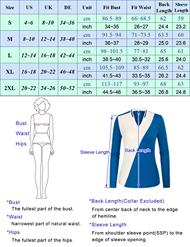 JACK SMITH Long Sleeve Tennis Shirts for Women Athletic Golf Apparel UPF 50+ Sun Protection T-Shirts Quick Dry (Blue&White S)
