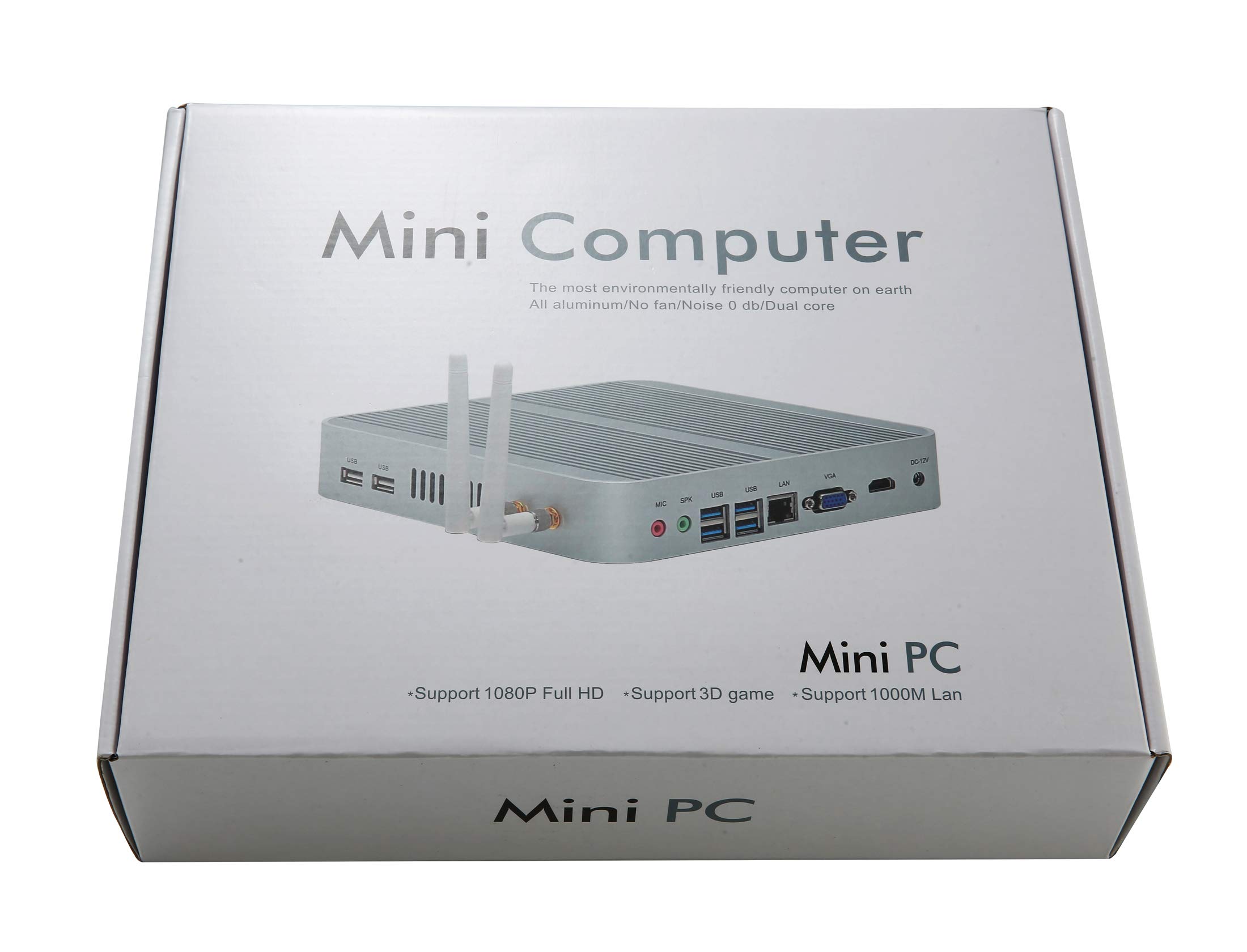 KINGDEL W-11 Pro Industrial PC, Fanless Mini Desktop Computer with Intel Celeron Dual Core CPU, 8GB RAM, 128GB SSD, 2xNICs, 4xCOM RS232, HD Port, Full Metal Body