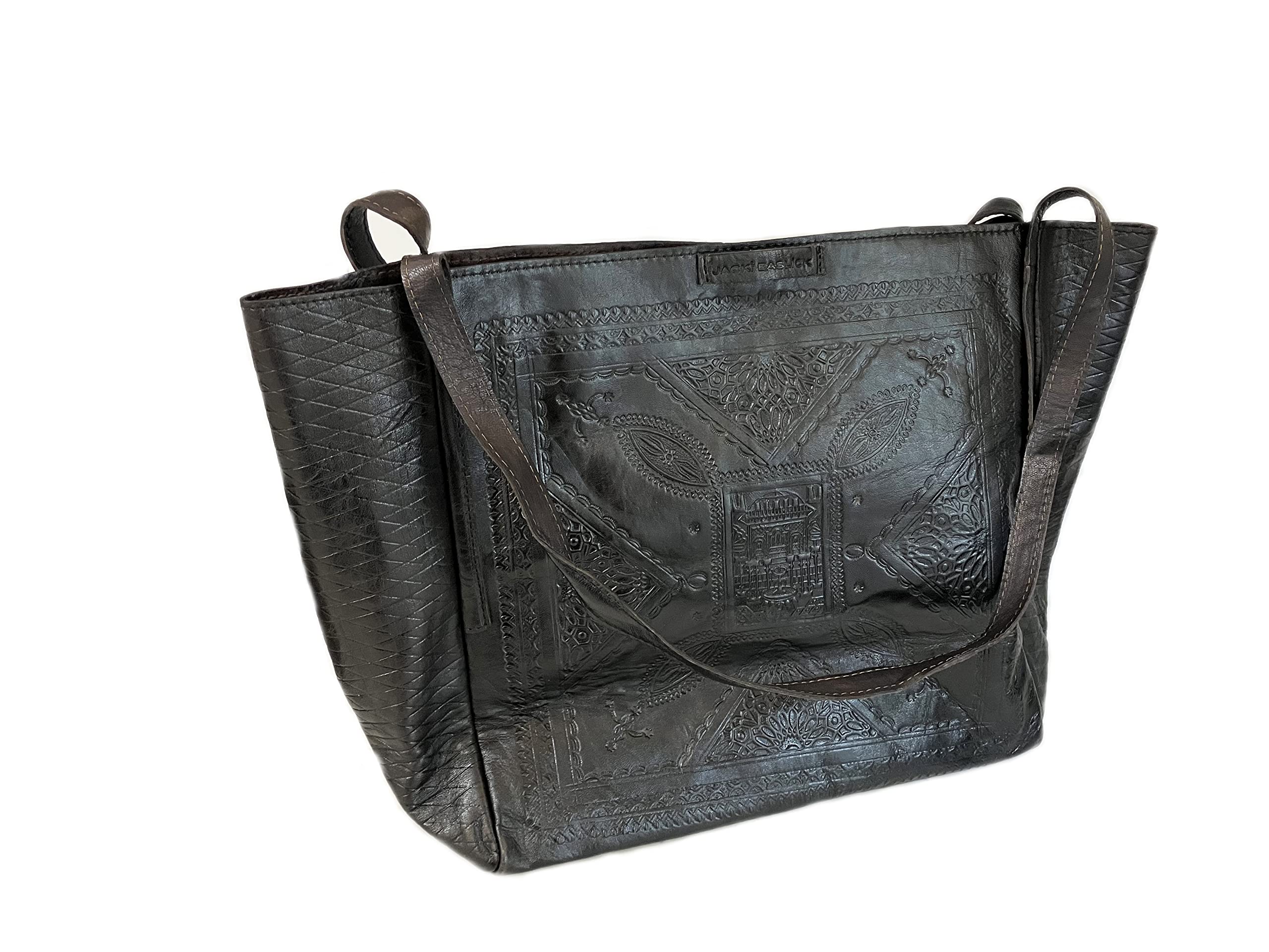 Jacki Easlick hand tooled leather tote (Black)