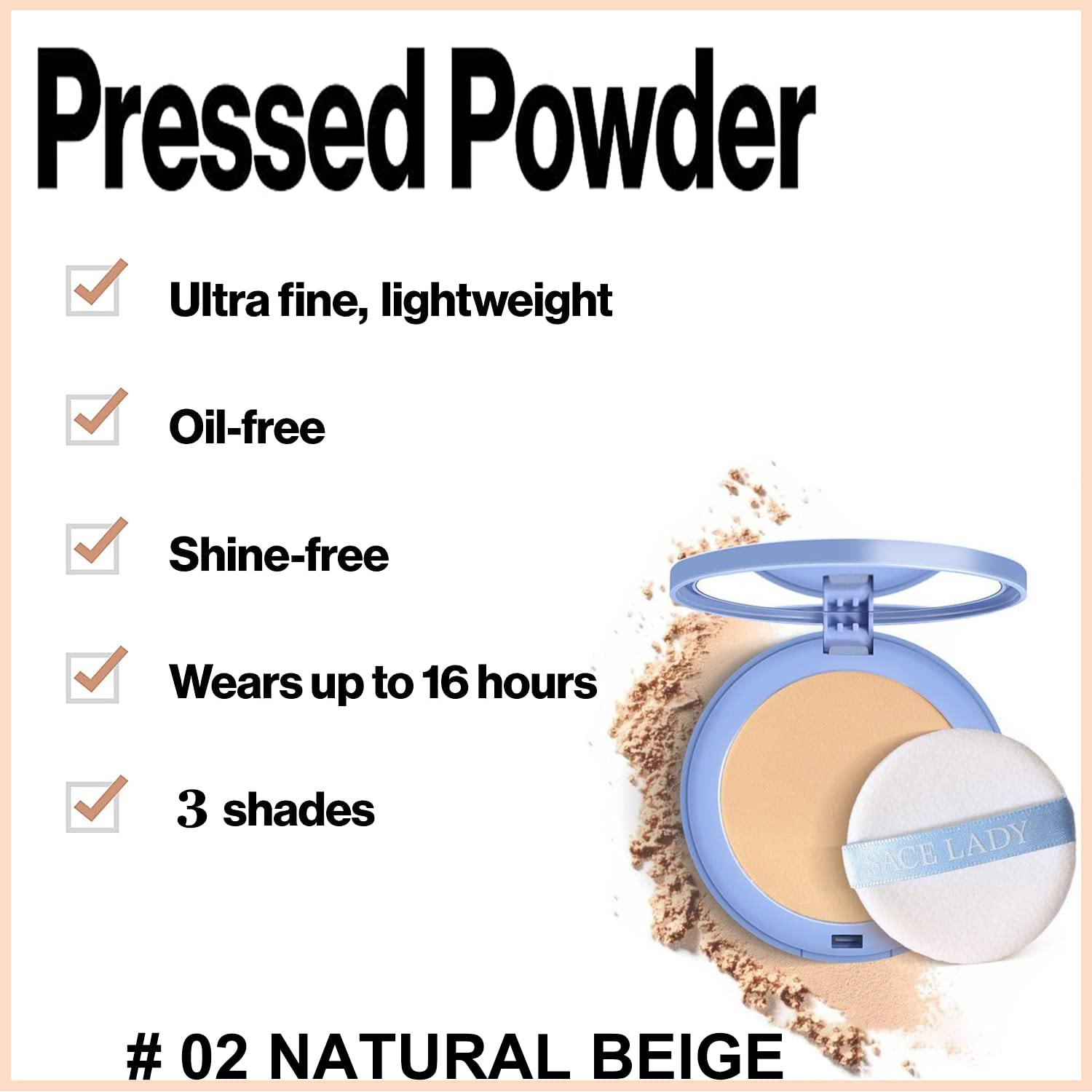 Oil Control Face Pressed Powder Matte Waterproof Flawless Setting Powder, Smooths, Minimizes Pores and Fine Lines, Light and Silky, Oil Control and Long-Lasting Makeup