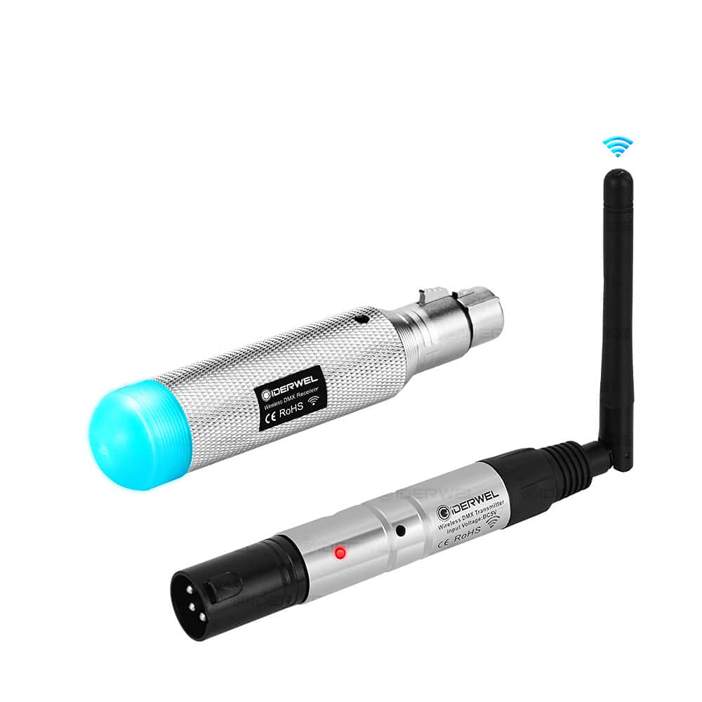 GIDERWEL 2pcs DMX512 DMX Dfi DJ 2.4G Wireless Receiver Transmitter 1 Rechargeable Built-in Battery Receiver and 1 Transmitter Lighting Controller for Stage Light Party Light