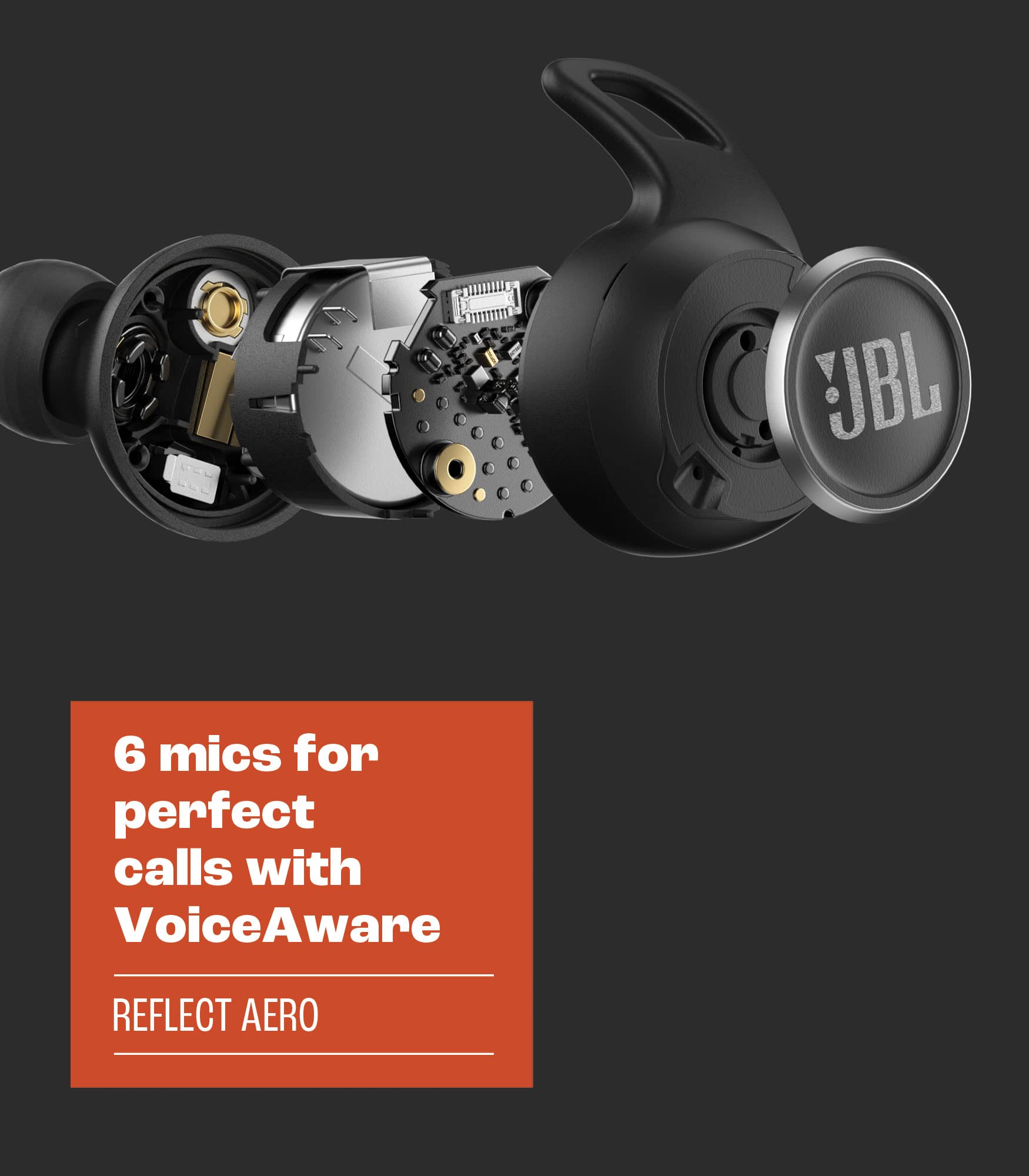 JBL Refect Aero - True Wireless Noise Cancelling Active Earbuds, 6 mics for Perfect Calls with VoiceAware, Extreme dustproof & Waterproof, Comfortable, Secure fit, 24hr with Fast-Charging (White)