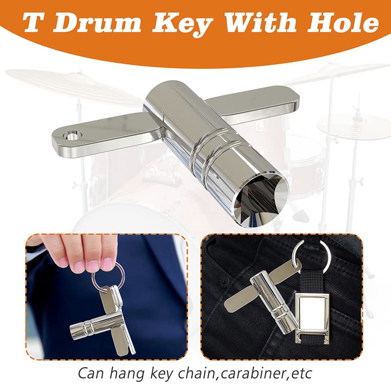 Hofeztey Drum Key, Drum Key Tool Stainless Steel, 4 PCS Drum Tuning Key include Continuous Motion Speed Drum Key, Sturdy Drum Key Turner Fit for Snare drum kit & Kids Drum, Universal Drum Key Keychain