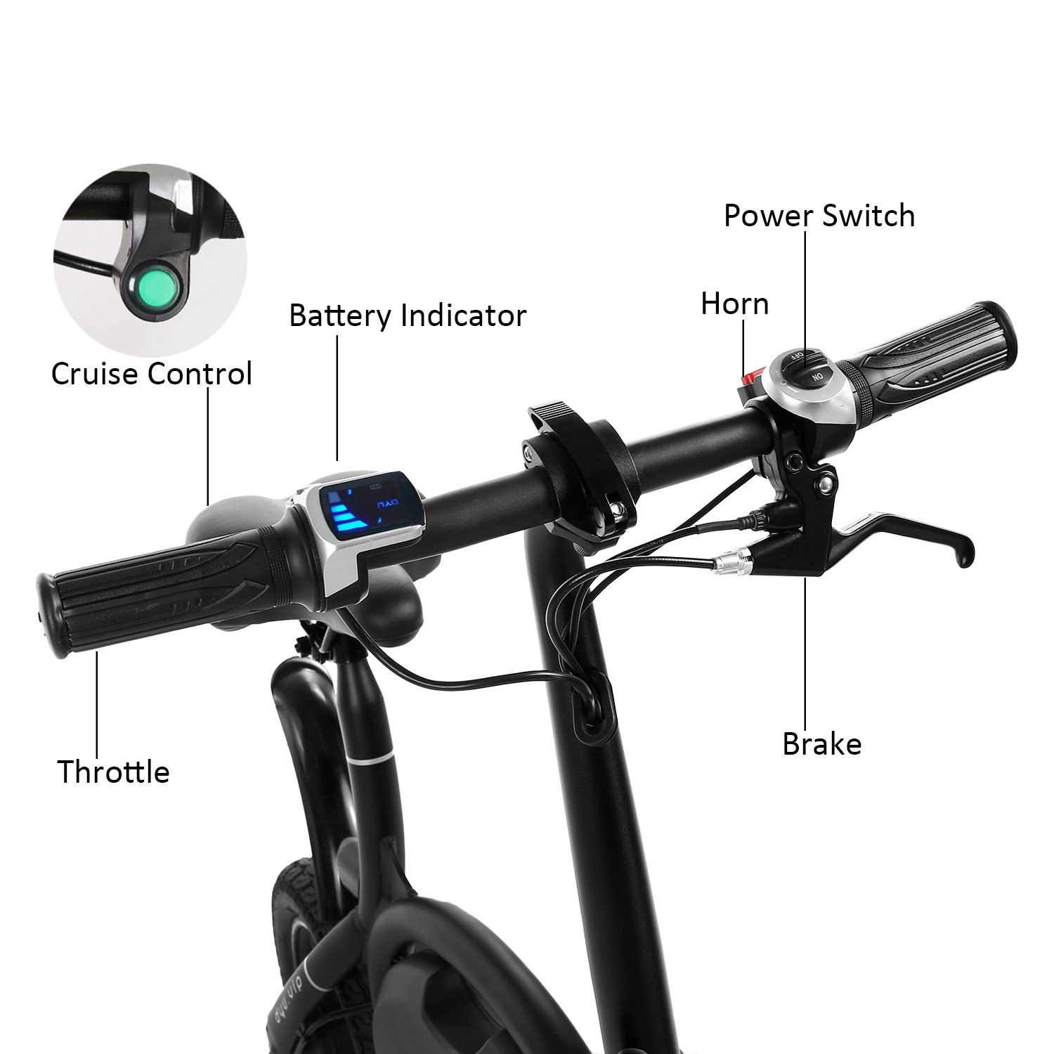 Folding Electric Bicycle, 36V Lightweight E-Bike Mini Electric Bike, Collapsible Frame Aluminum Alloy Folding Ebike with Removable Lithium-ion Battery (Black-6AH)