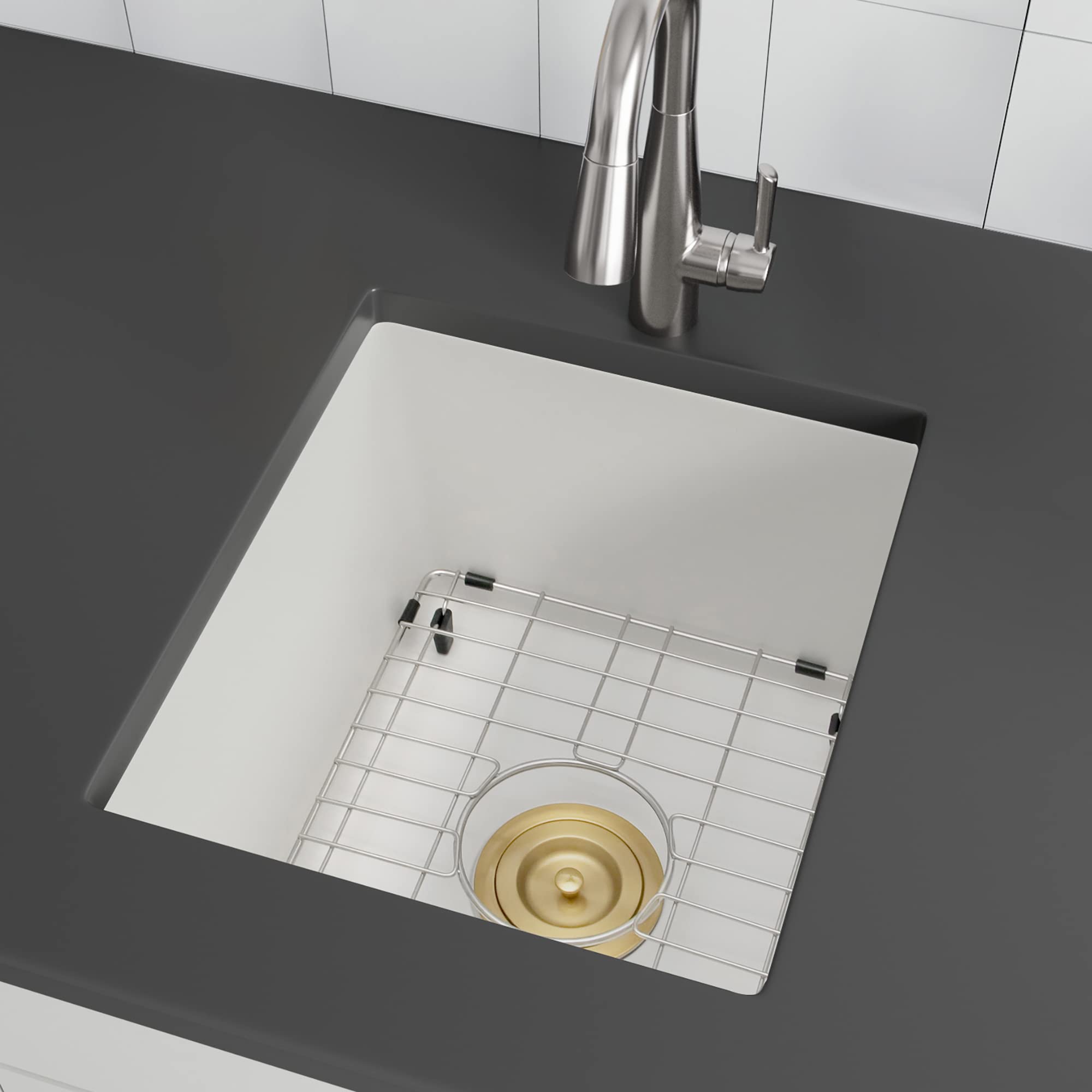 Lonsince Bar Sink,Undermount Bar Sink 16 X 18 Inch,Small RV Sink,Small Bar Sink,White Bar Sink,Granite Undermount Sink,Quartz Classic Kitchen Sink White