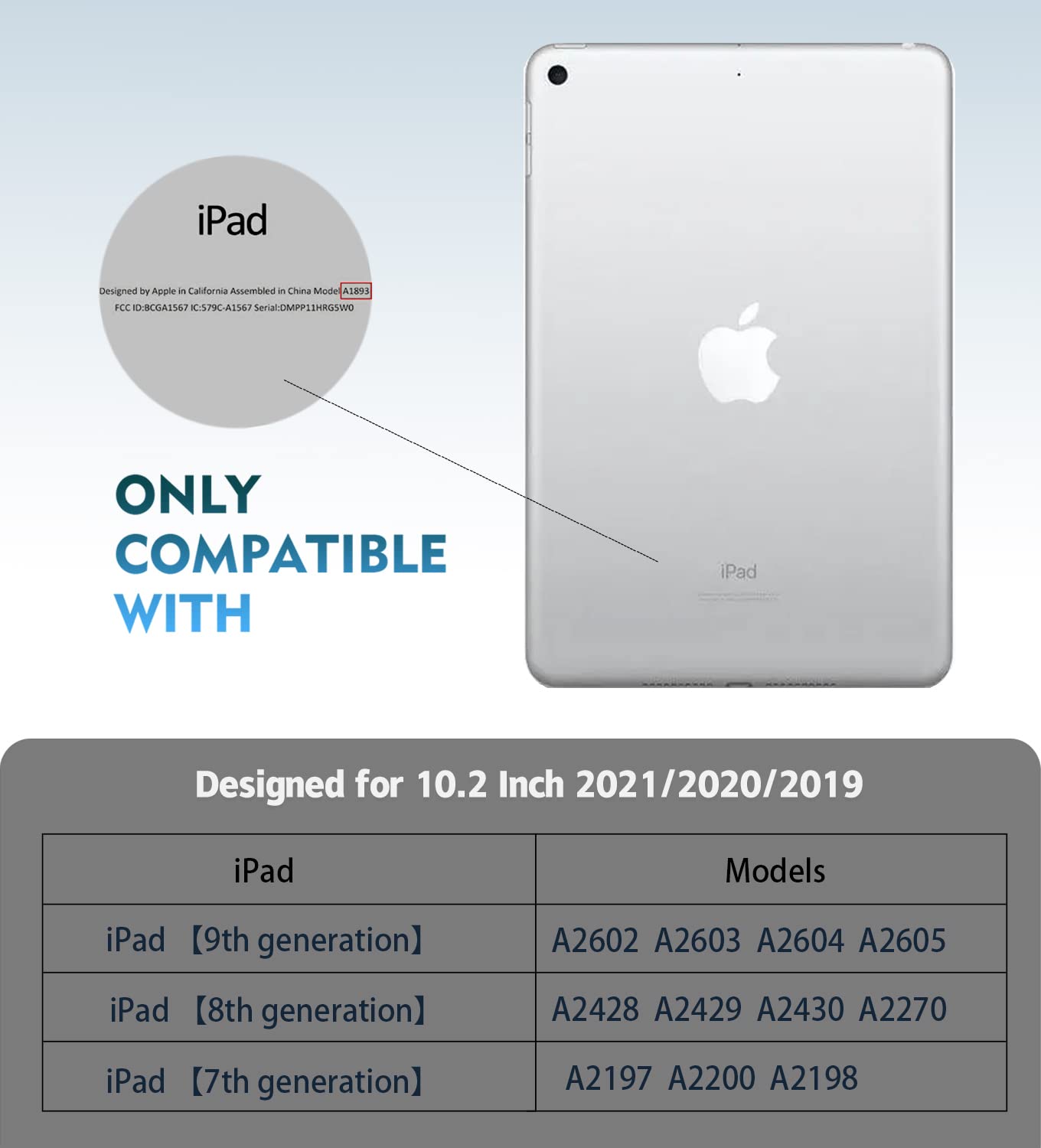 KUAELEN Case for iPad 10.2 Inch 9th/8th/7th Generation (2021/2020/ 2019) with Pencil Holder, Suede Fabric Cover with Card Slots, Hand Strap and Foldable Stand, Grey